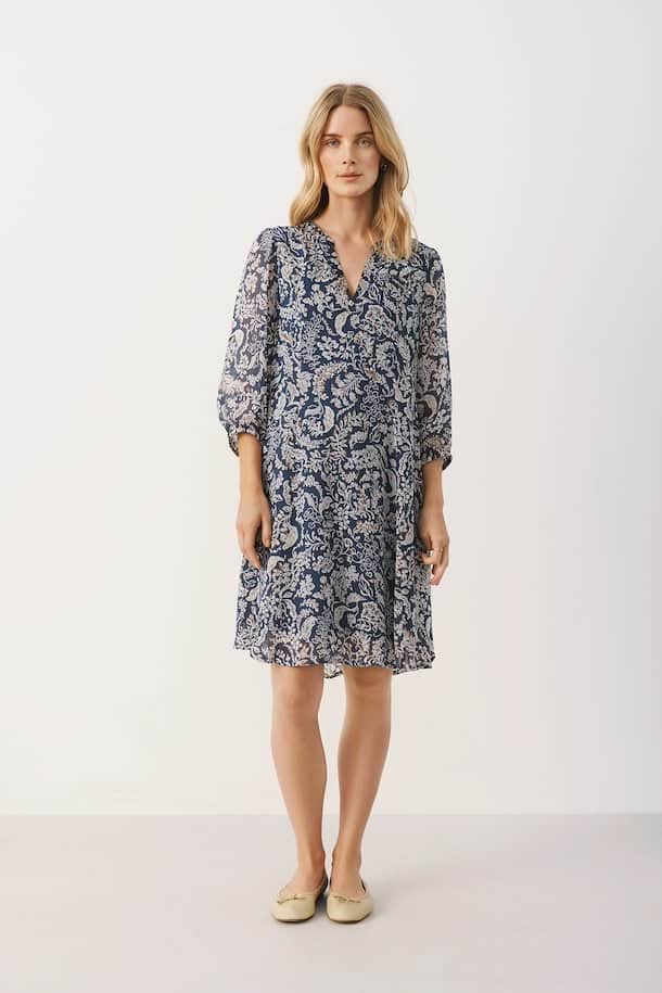 Part Two Botelle Dress Midnight Navy Botanical - Aukia